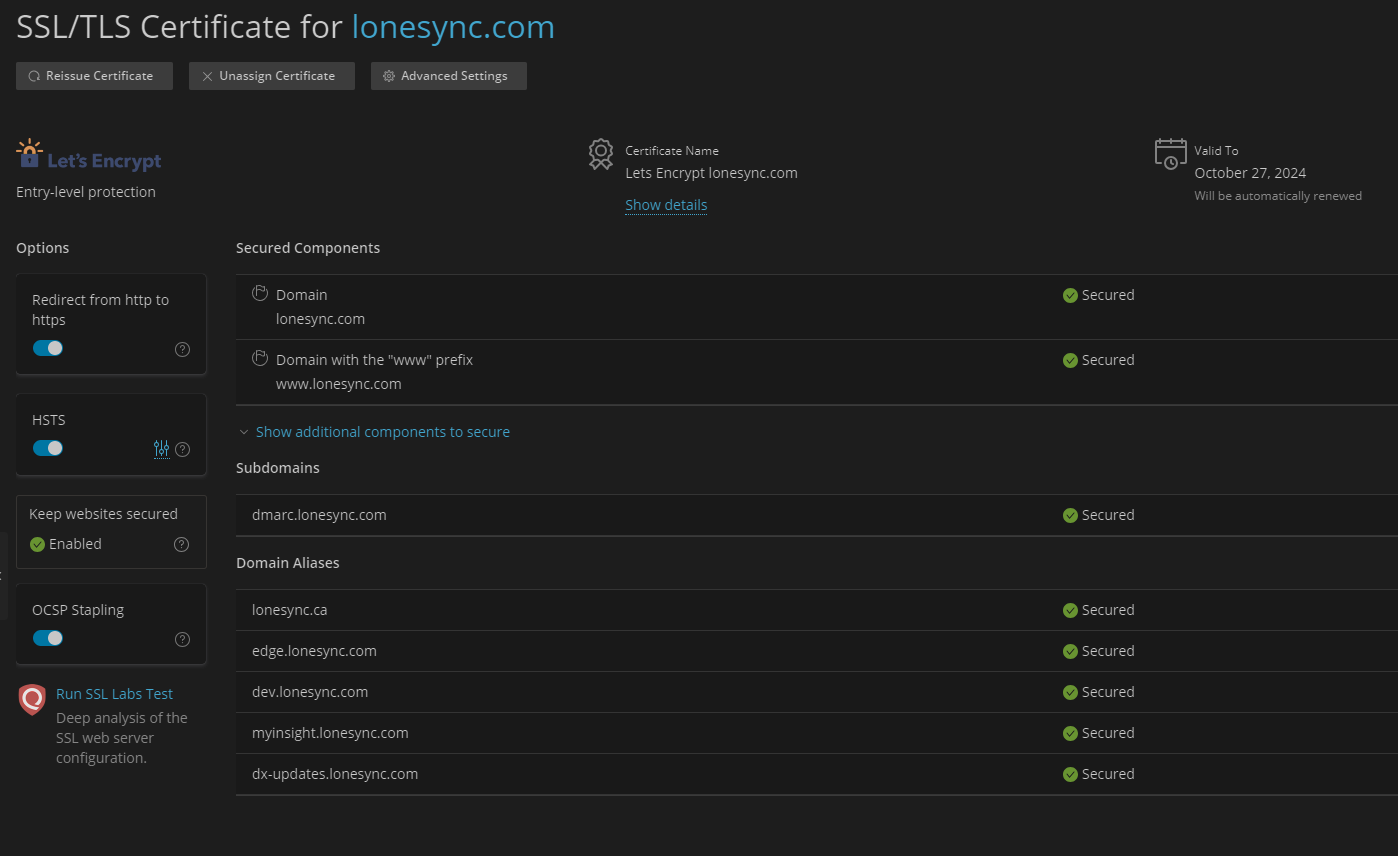 SSL Certificate with LoneSync Web Hosting
